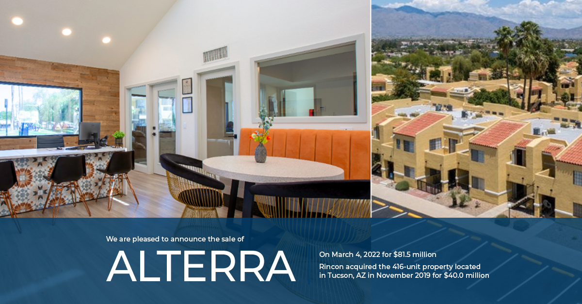 Rincon Partners is pleased to announce the sale of Alterra